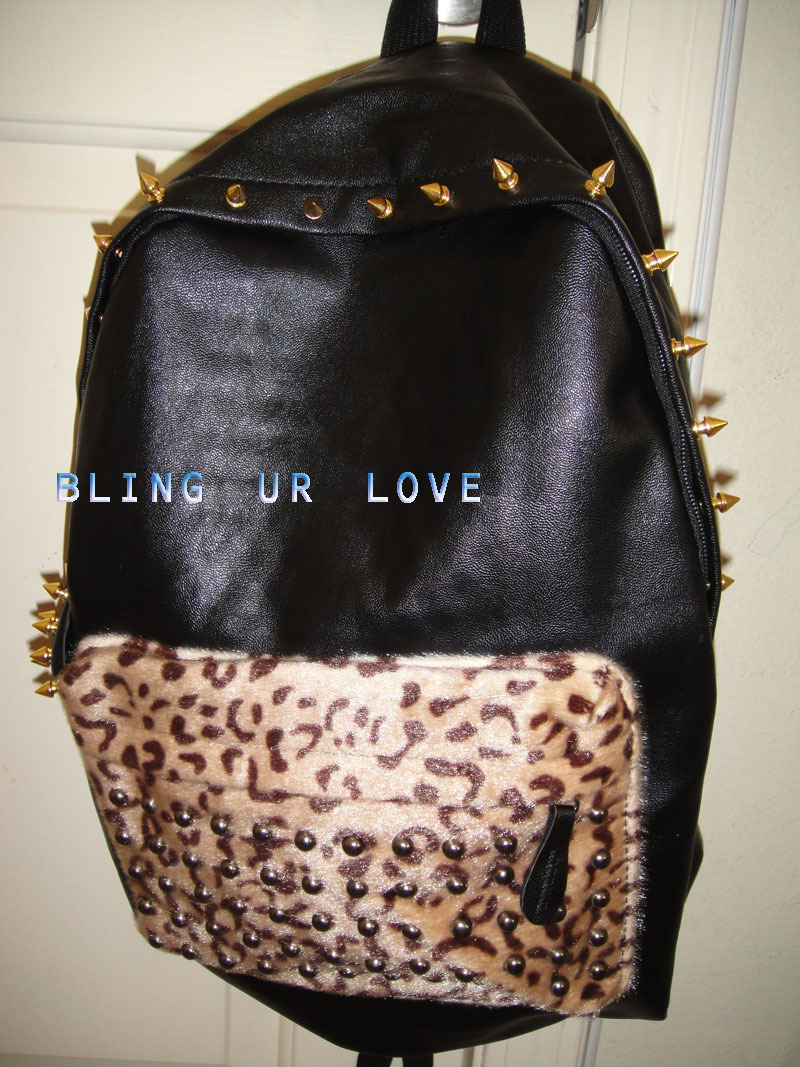 Women Studs Leopard Handbag Backpack on Luulla