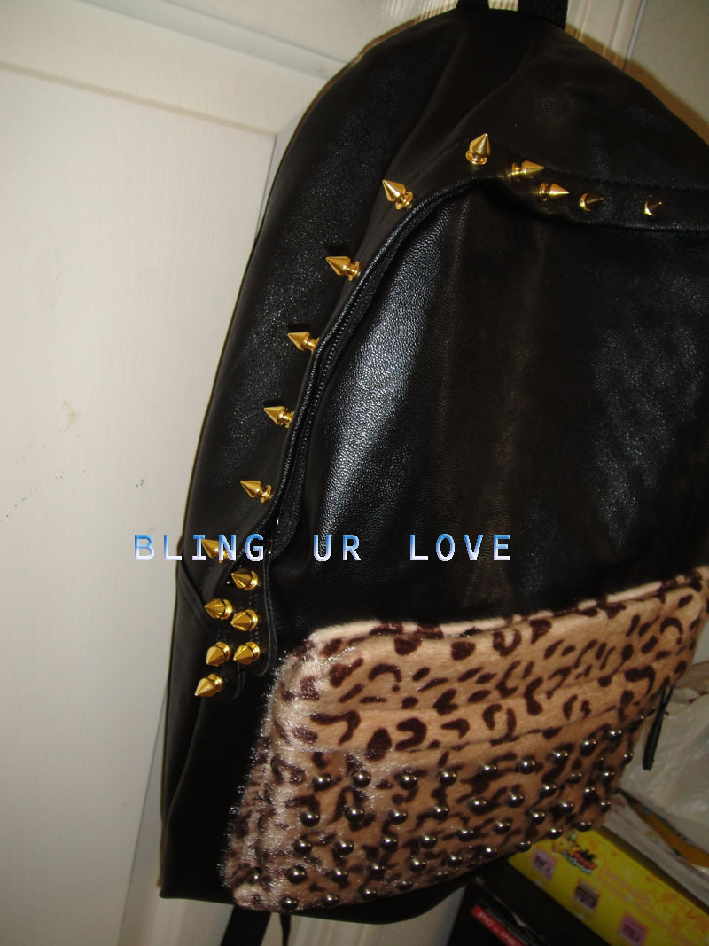 Women Studs Leopard Handbag Backpack on Luulla